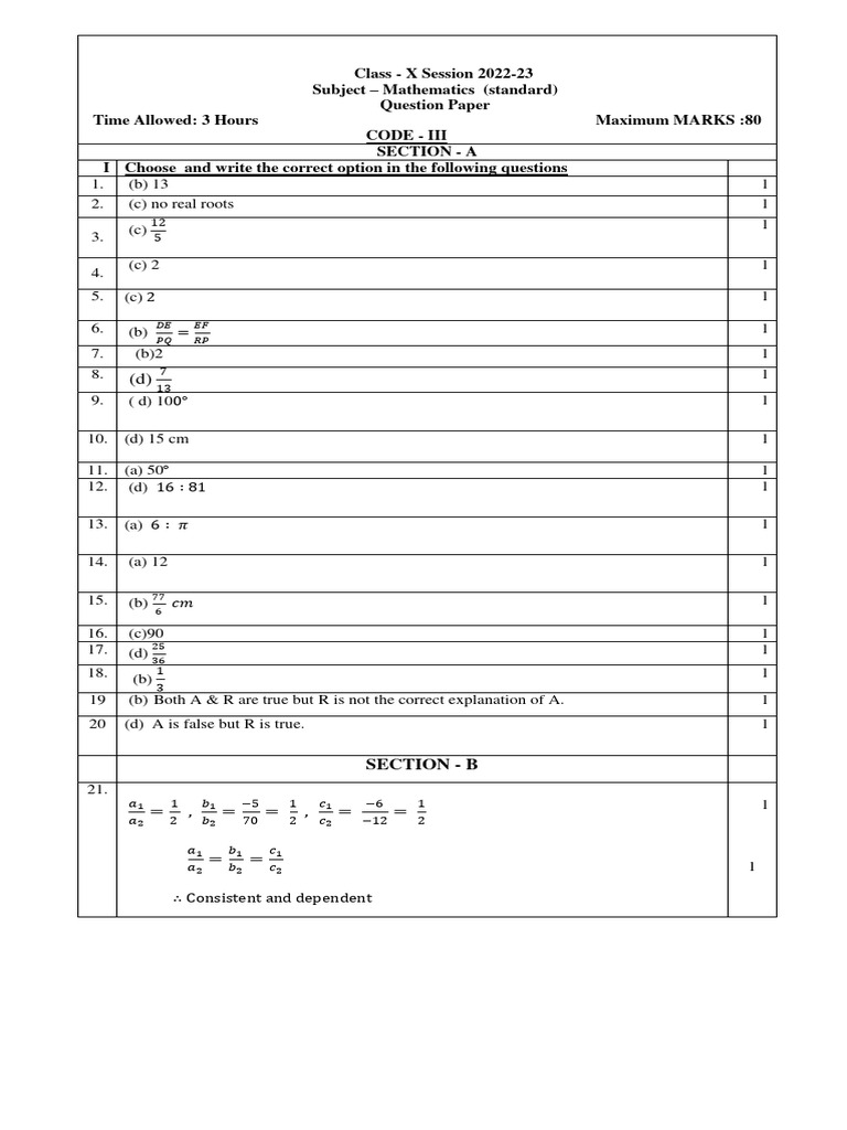 Maths Sahodya Chennai Ans | PDF | Geometry | Mathematics