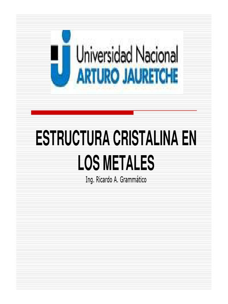 Metales - Estructura Cristalina | PDF | Estructura cristalina | Cristal
