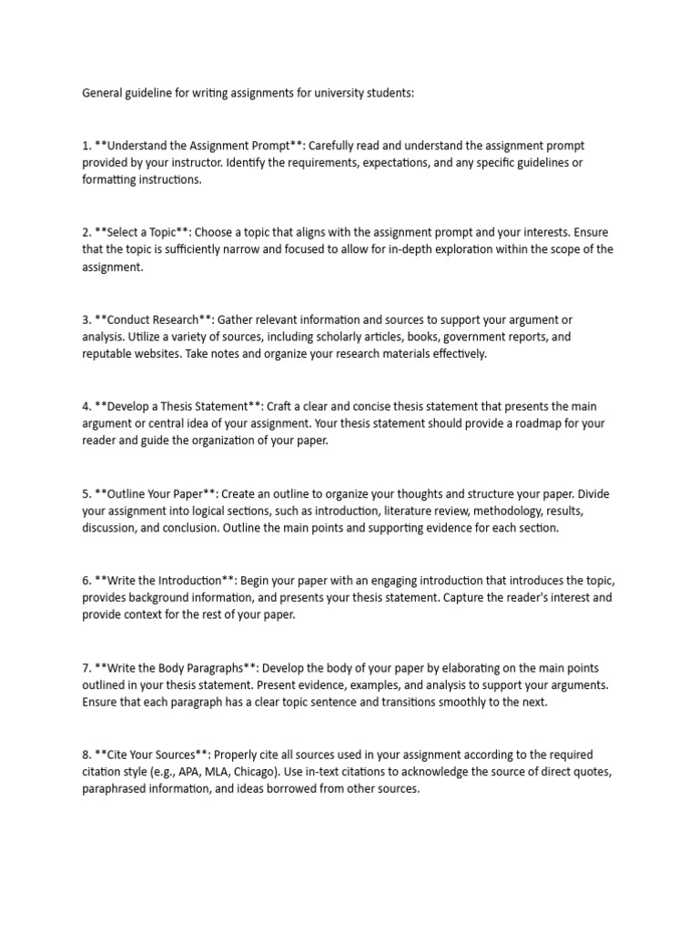 General Guideline For Writing Assignments For University Students | PDF | Proofreading | Citation