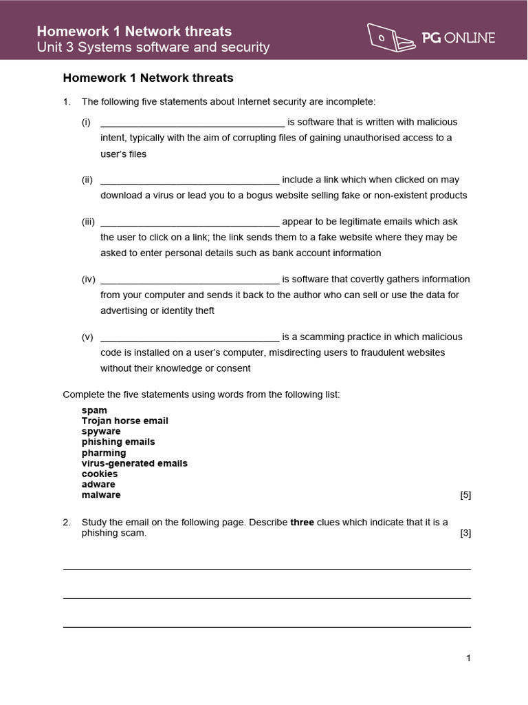 Systems Software Homework 1 Threats to Online Data | PDF | Malware | Phishing