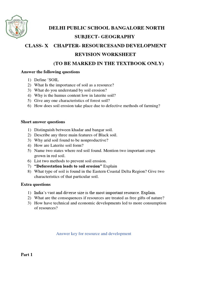 Class 10 Geography Worksheet | PDF | Soil | Agriculture