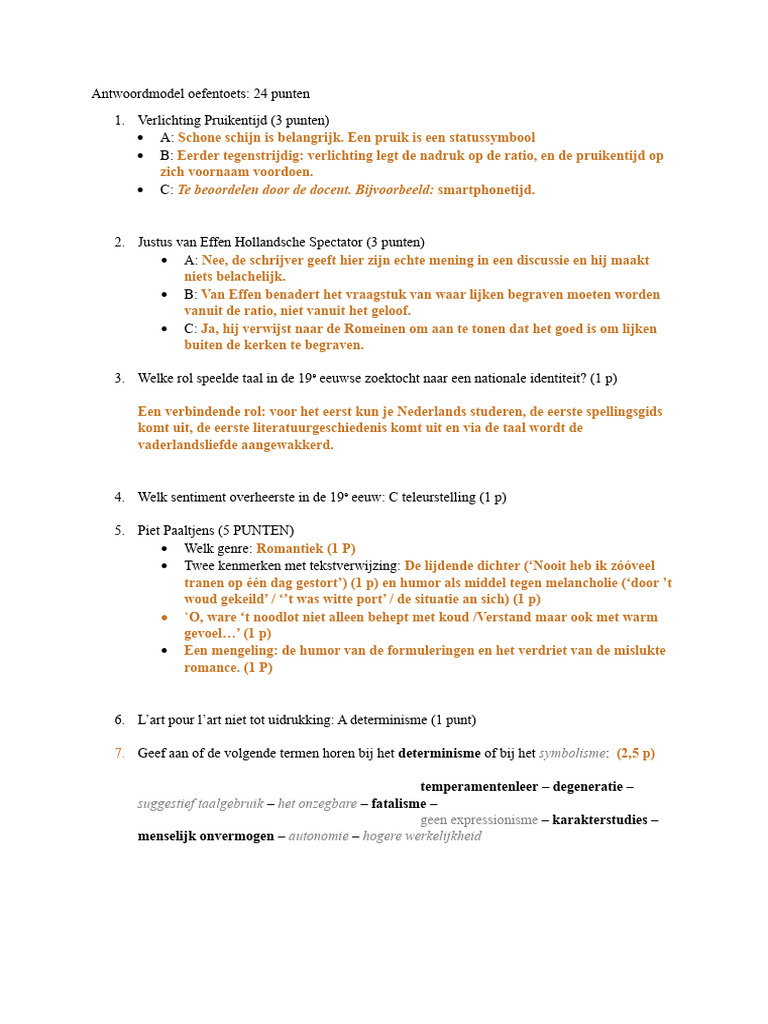 Antwoordmodel Oefentoets Maart 2024 | PDF