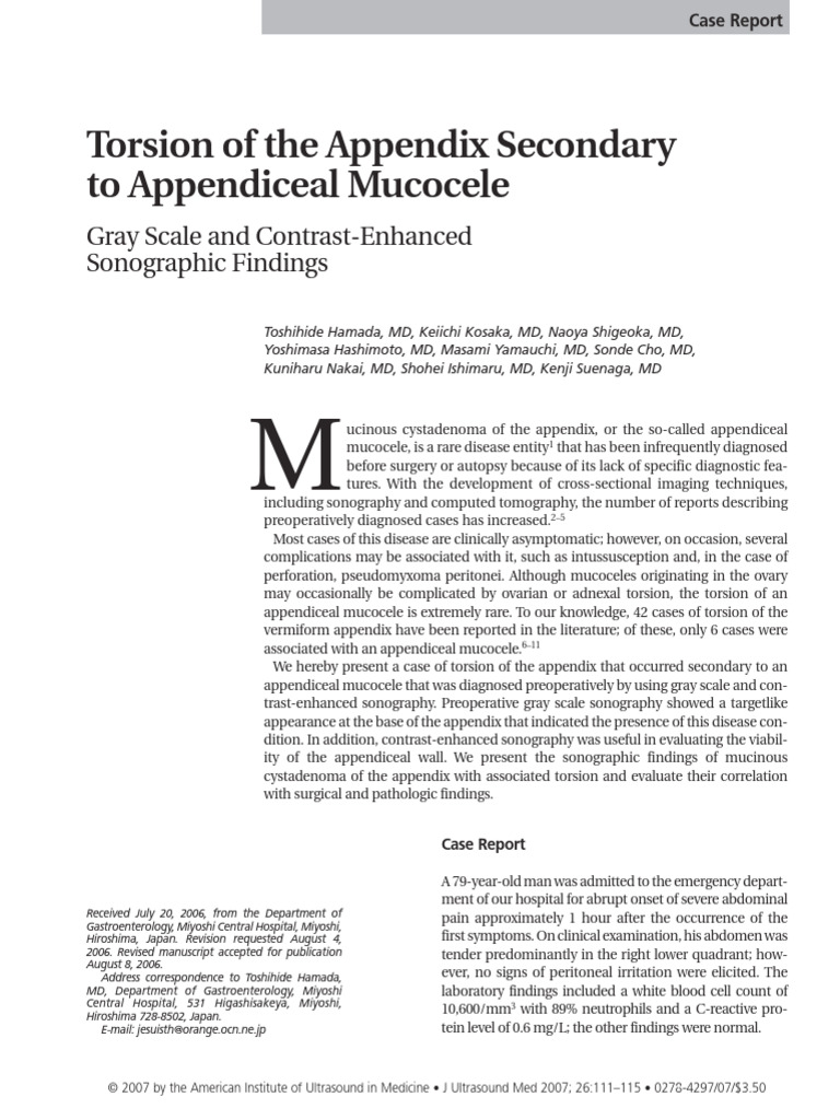 Torsion of the appendix Secondary | PDF | Medical Ultrasound | Clinical ...