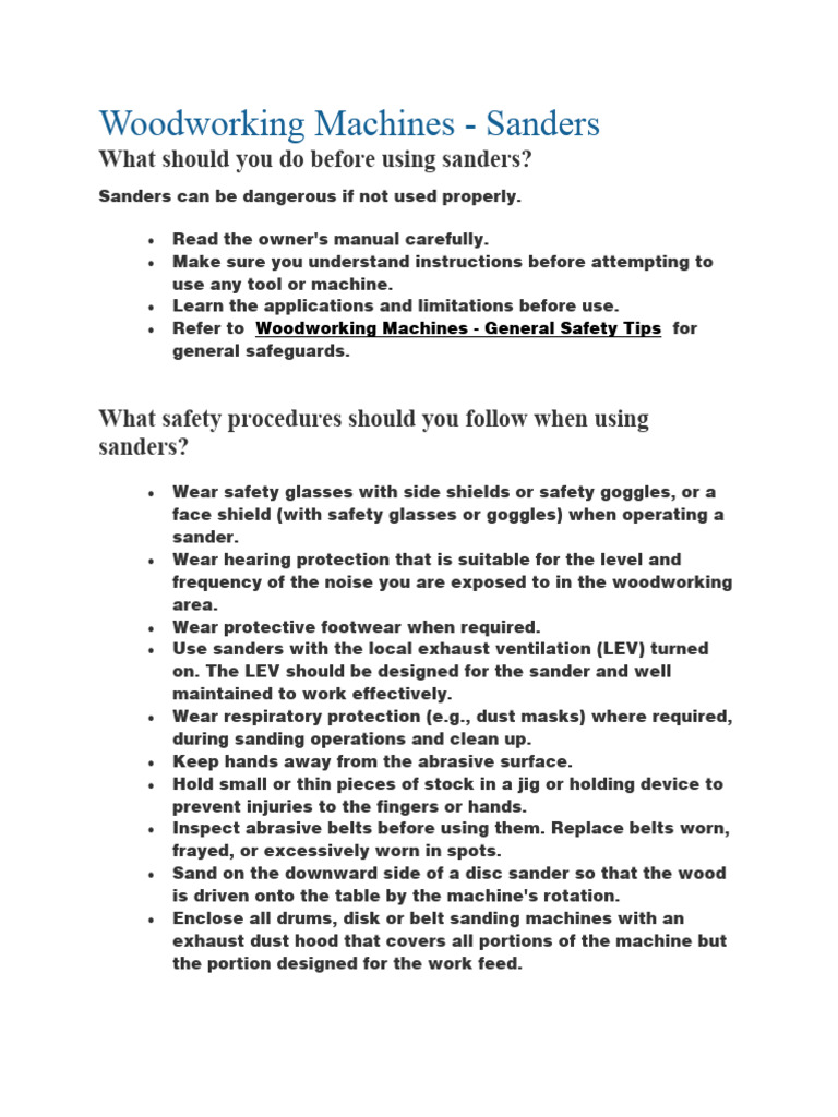Woodworking Machines - Sanders | PDF | Belt (Mechanical) | Manufactured ...