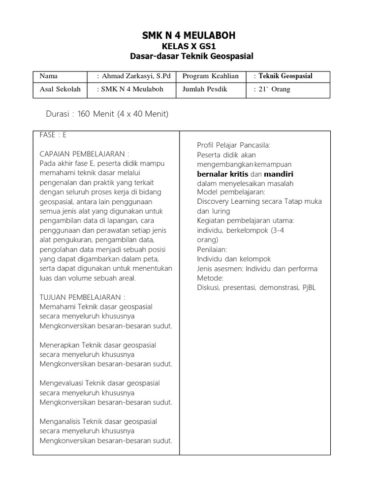 Modul Ajar Dasr-Dasar Teknik Geospasial | PDF | Karier & Perkembangan | Seni