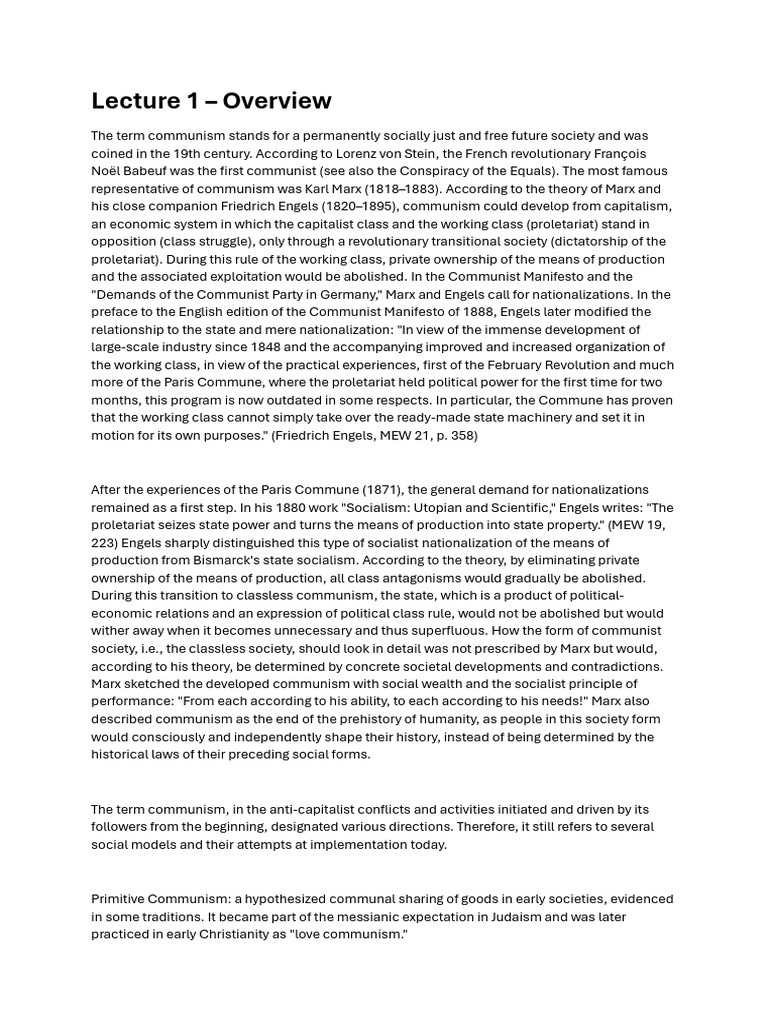 1 Overview | PDF | Communism | Socialism