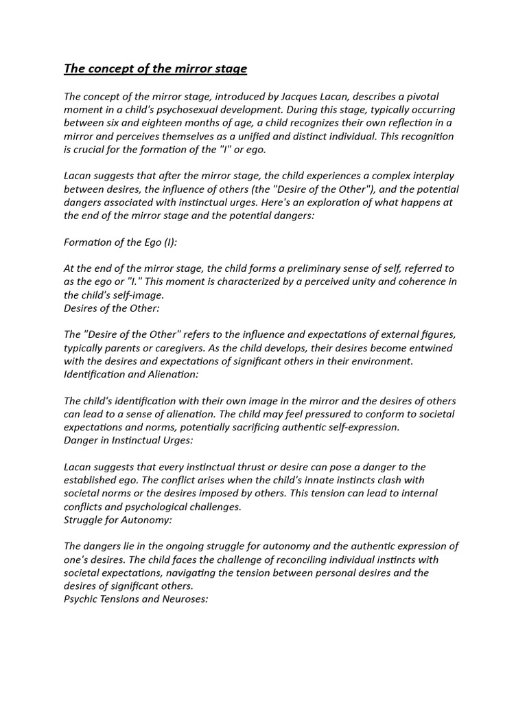 Mirror Stage | PDF | Id | Behavioural Sciences