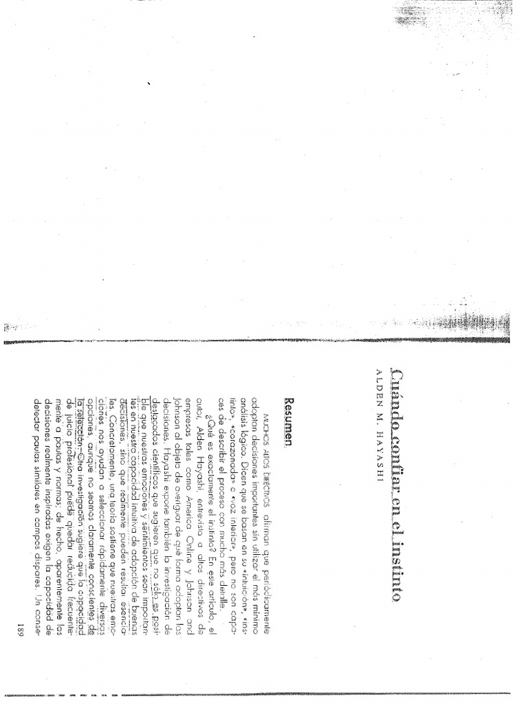 Hayashi. Cuando Confiar en El Instinto | PDF