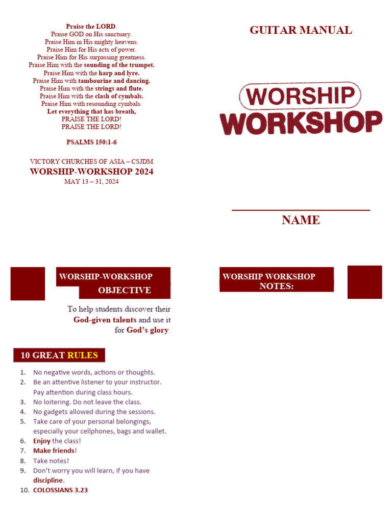 GUITAR Handout 2024 | PDF | Guitars | String Instruments