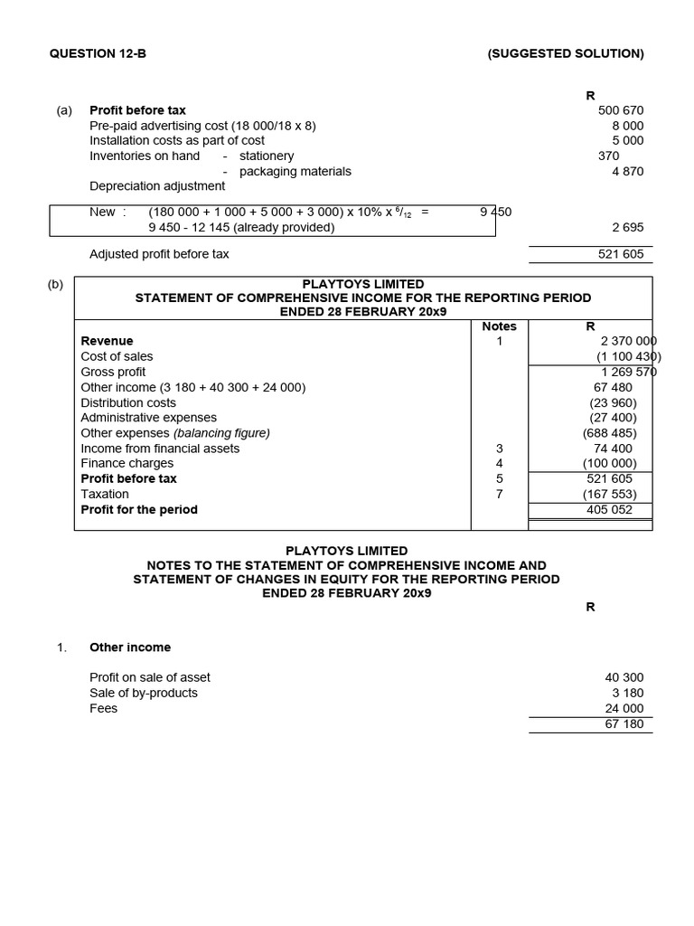 Unit 12-Question 12-B Sol (2023) | Download Free PDF | Income Statement ...