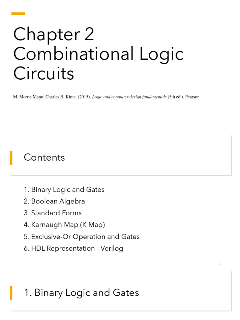 Chapter 2-CombinationalLogicCircuits | PDF | Logic Gate | Boolean Algebra