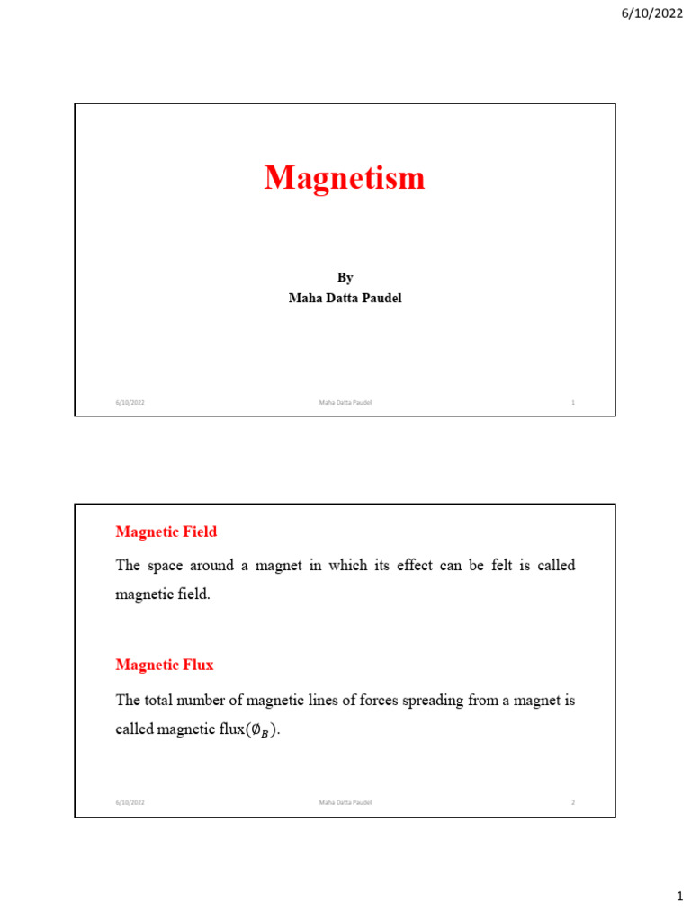 Magnetism | PDF | Magnetic Field | Force