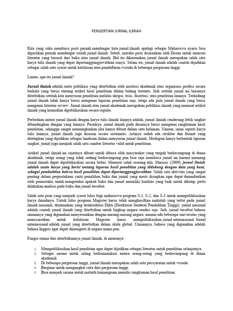 Pengertian Jurnal Ilmiah Pdf Sains Matematika