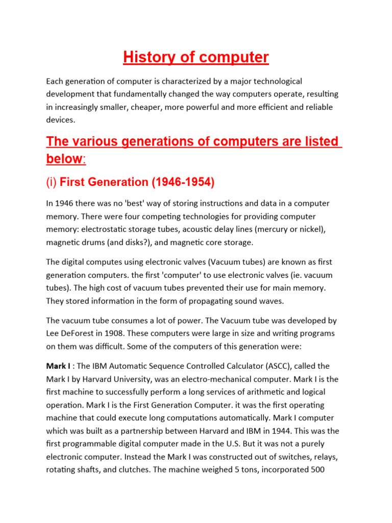 CHAPTER-1, History of Computer | PDF | Integrated Circuit | Computer ...
