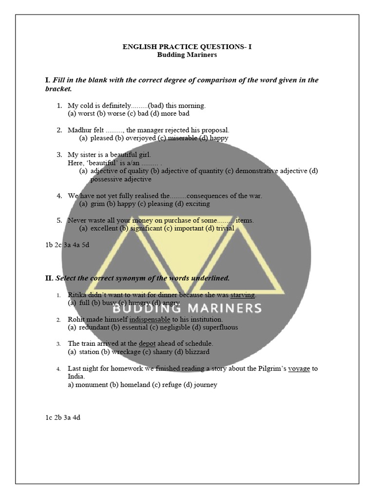 English Practice-I IMUCET | PDF | Grammar | Syntax