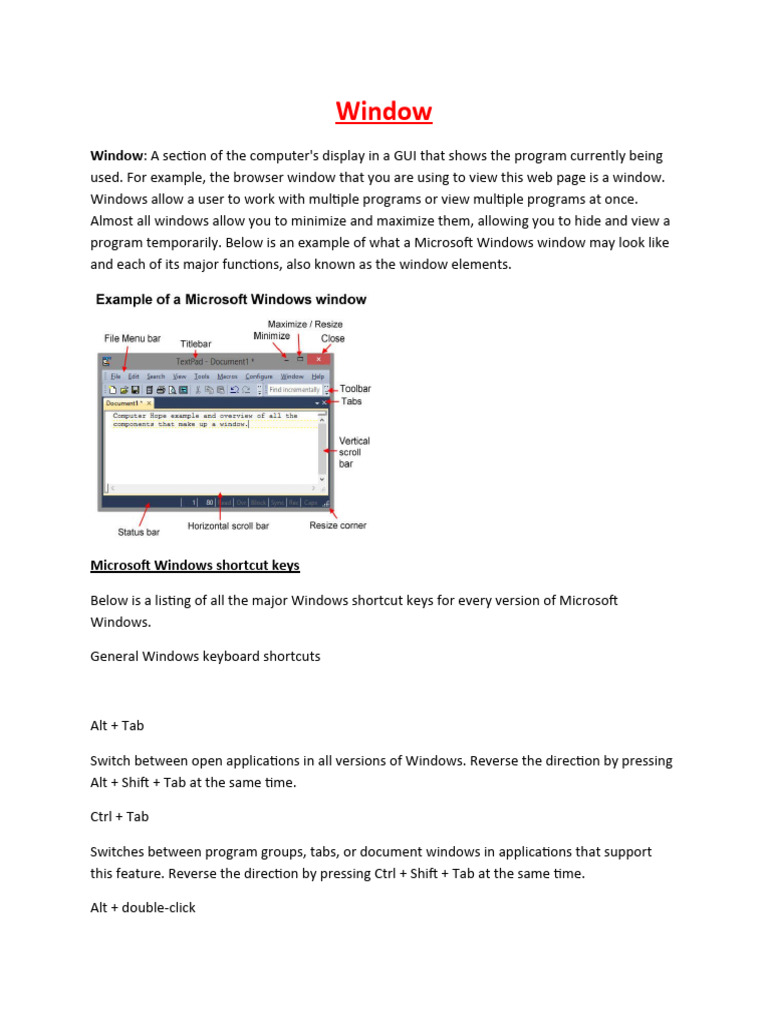 CHAPTER-13. window (1) | PDF | Window (Computing) | Keyboard Shortcut