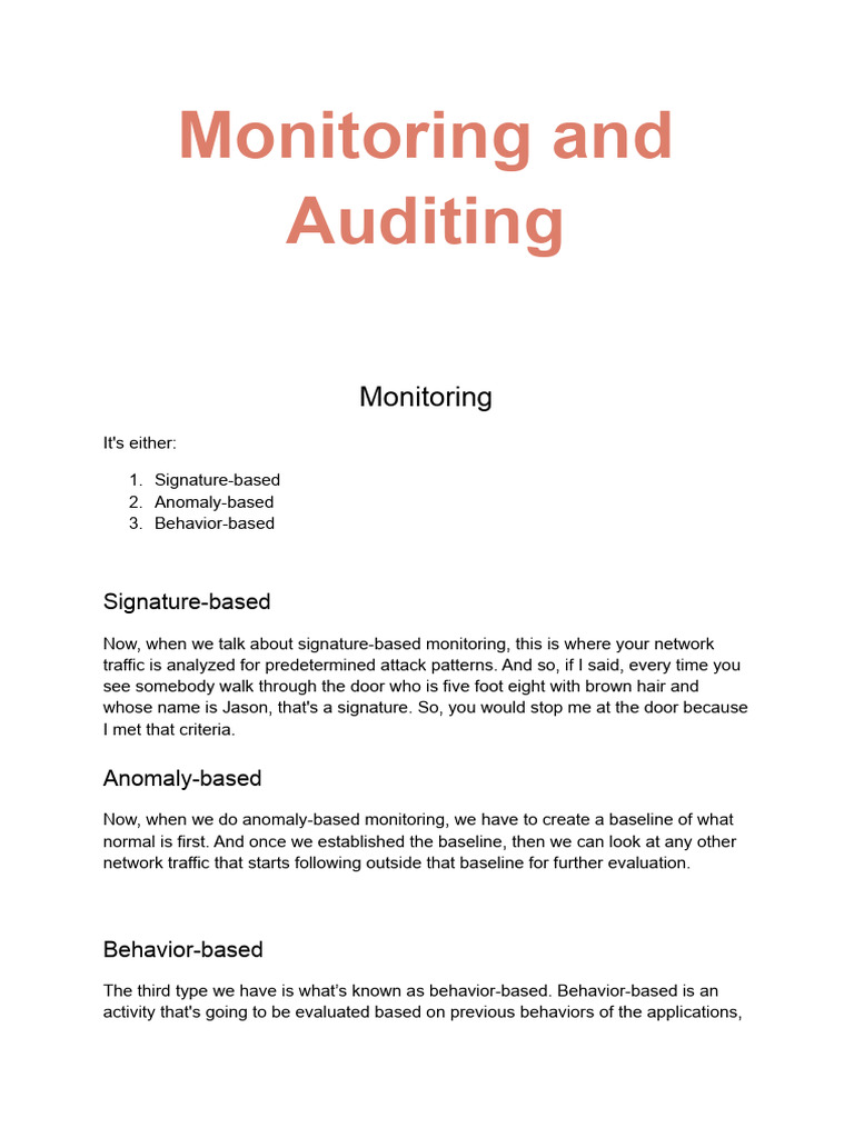 Monitoring and Auditing | Download Free PDF | Computer Network ...