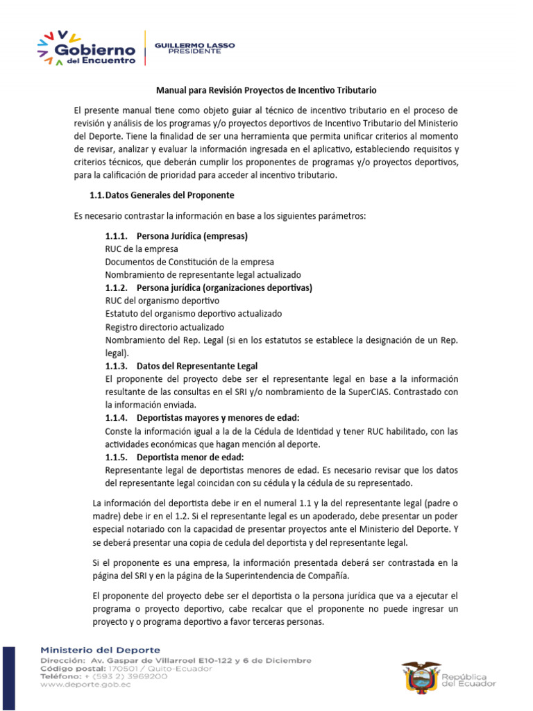 Manual de Revisión Tecnico Incentivo Tributario (2) | PDF | Presupuesto ...