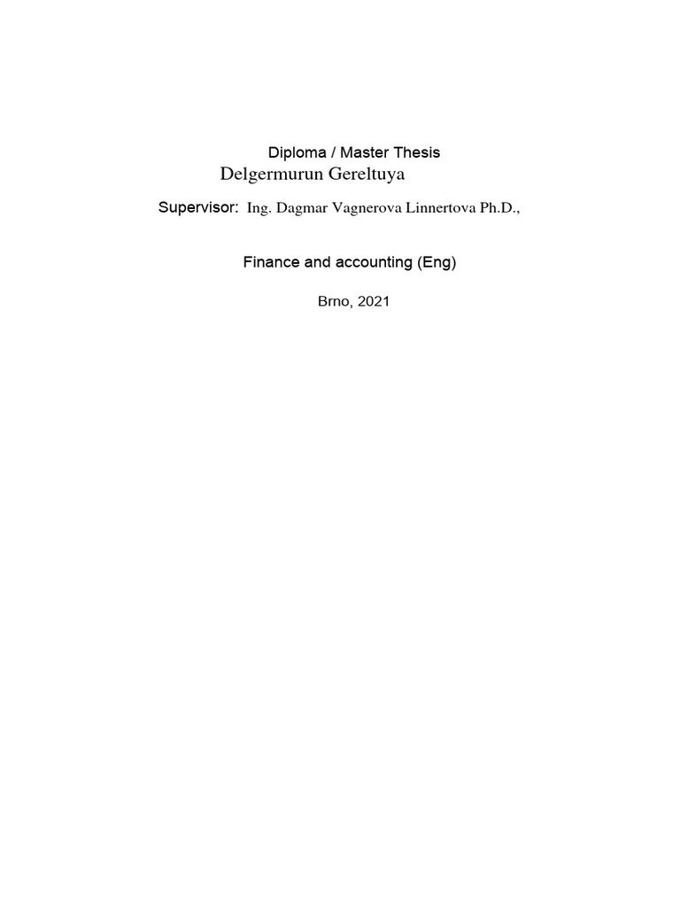 Master Thesis Delgermurun G | PDF | Valuation (Finance) | Investing