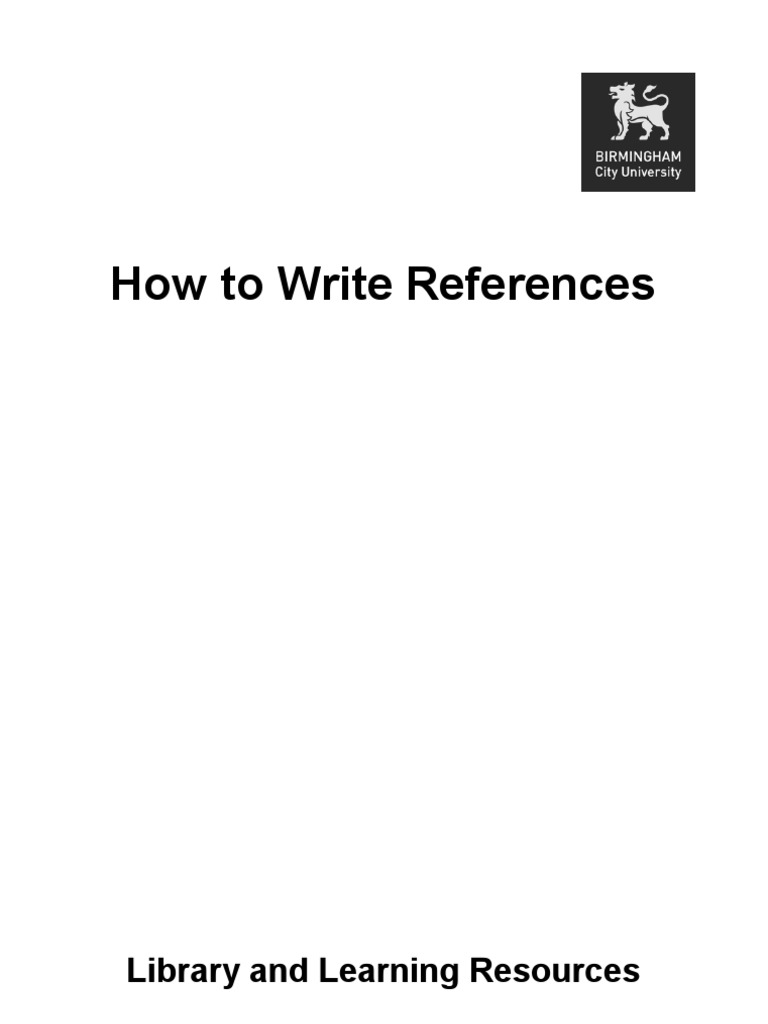 How To Write References: Library and Learning Resources | PDF ...