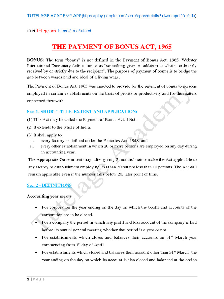 Understanding the Payment of Bonus Act | PDF | Salary | Employment