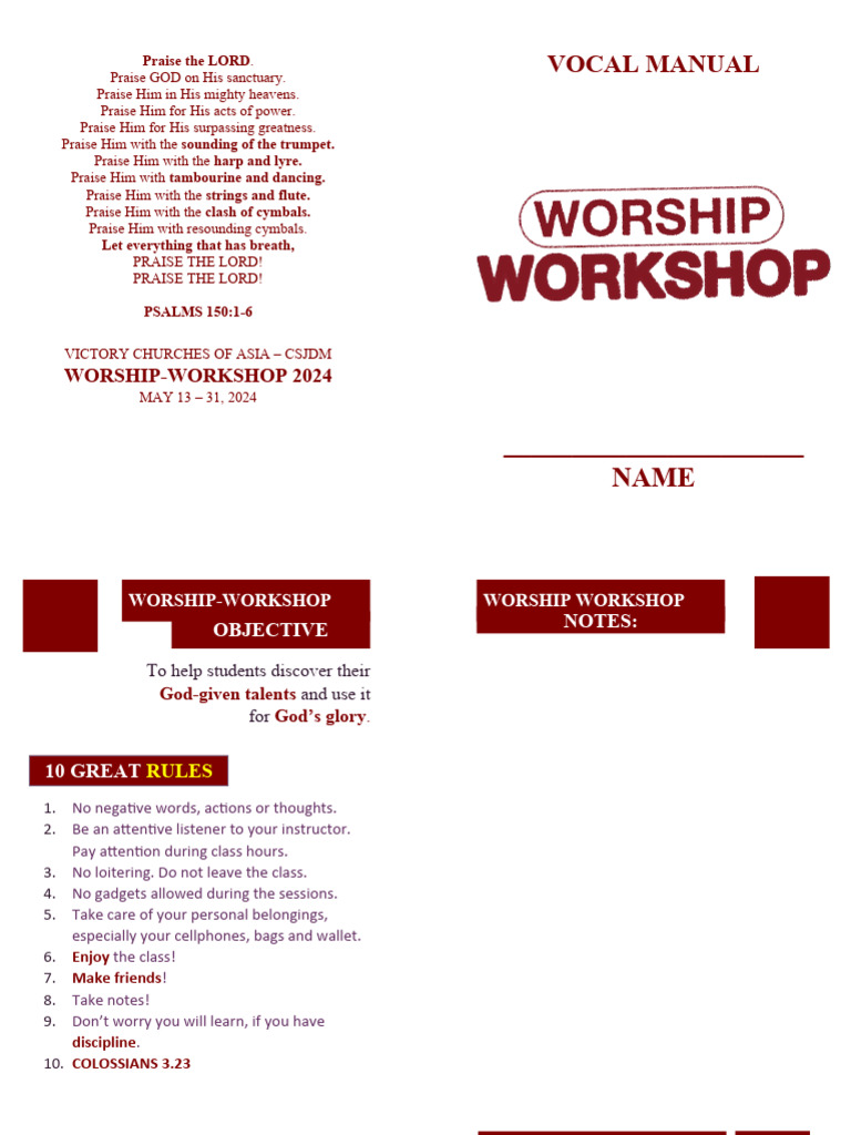 VOCAL CLASS Handout 2024 | Download Free PDF | Human Voice | Singing