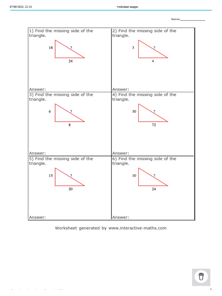 Triangle Side Calculation Worksheet | PDF | Elementary Geometry ...