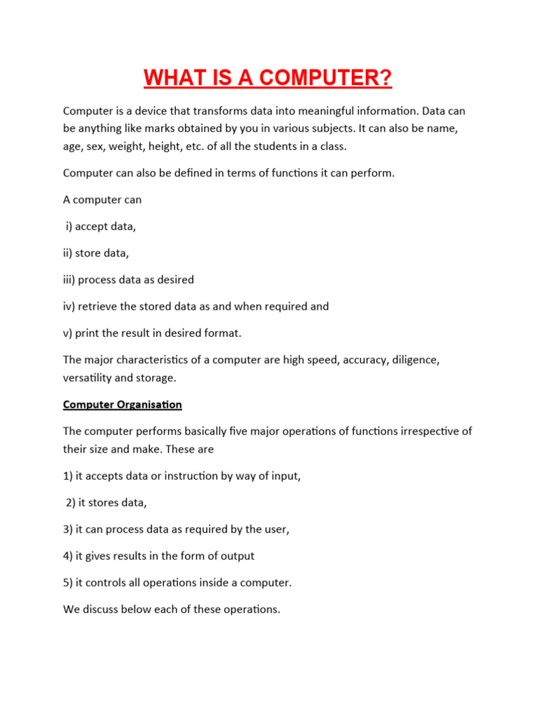 Chapter-2,What is Computer | PDF | Input/Output | Personal Computers