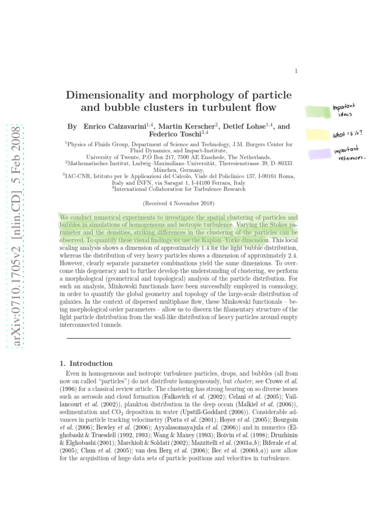Clustering Particles Calzavarini | PDF | Reynolds Number | Turbulence