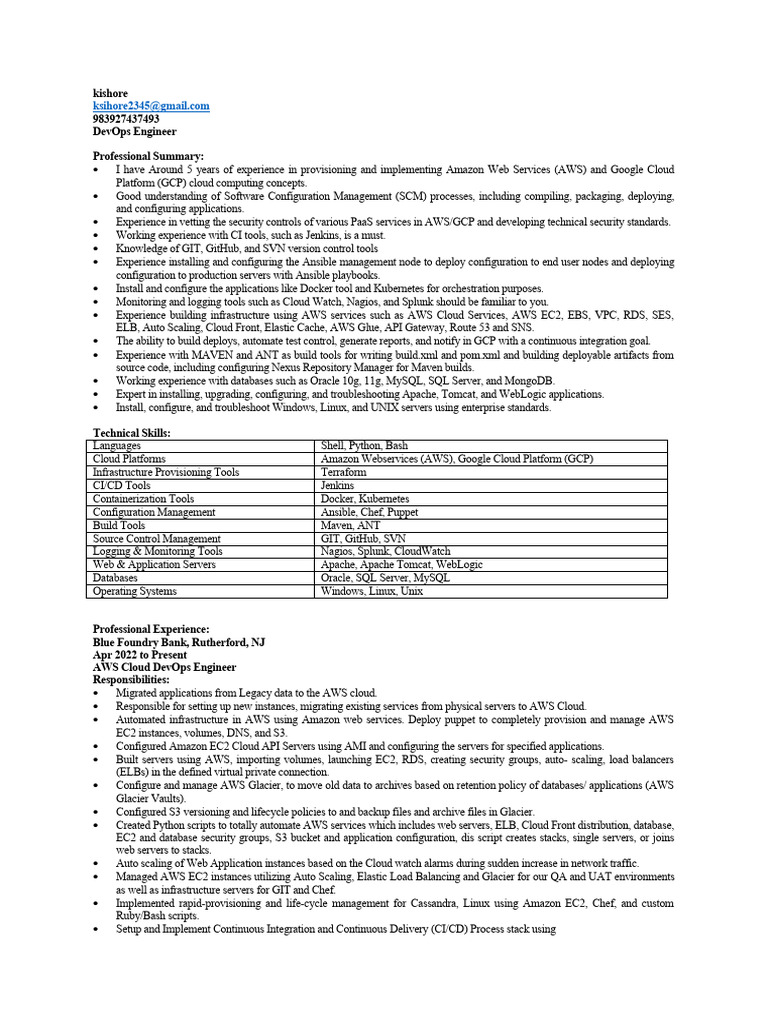 Kishore | PDF | Cloud Computing | Amazon Web Services