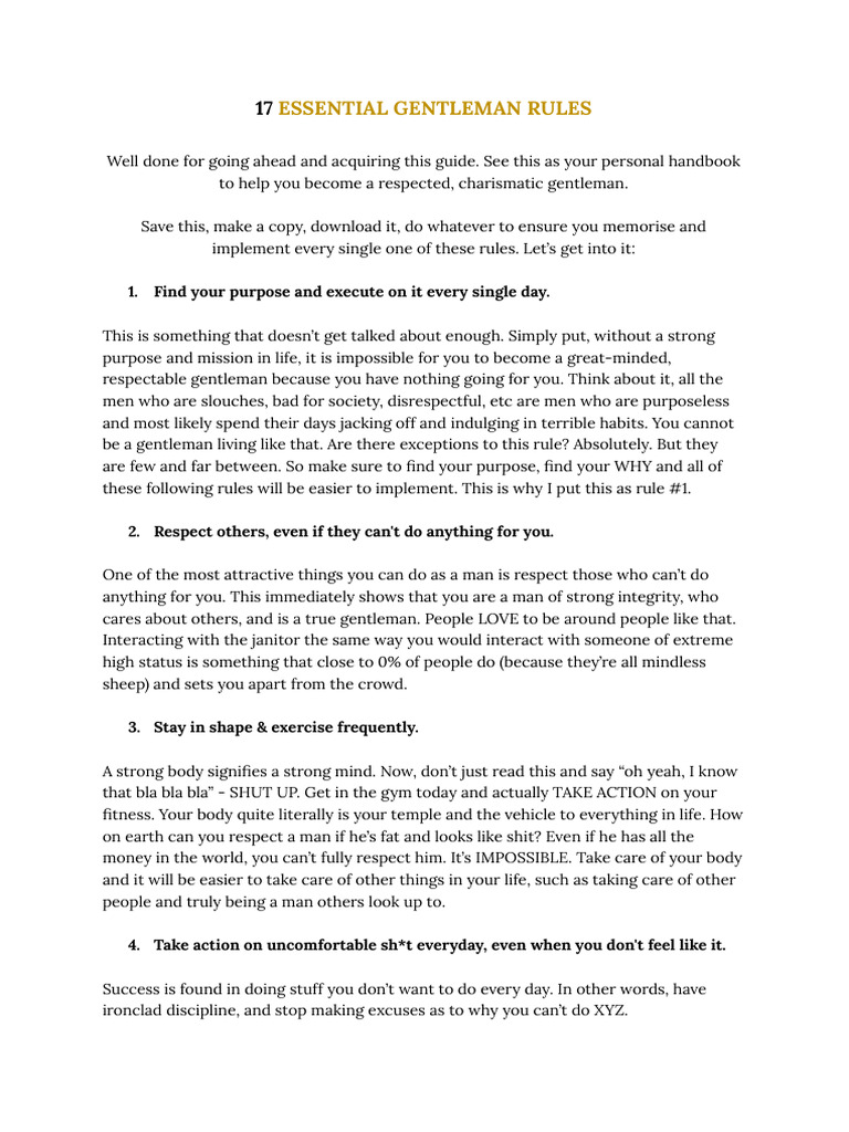 17 Essential Gentleman Rules | PDF