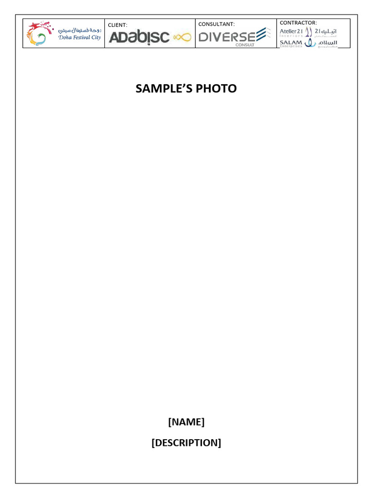 04-FEC-Sample Photo Sheet - After Sample Submittal | PDF | Art