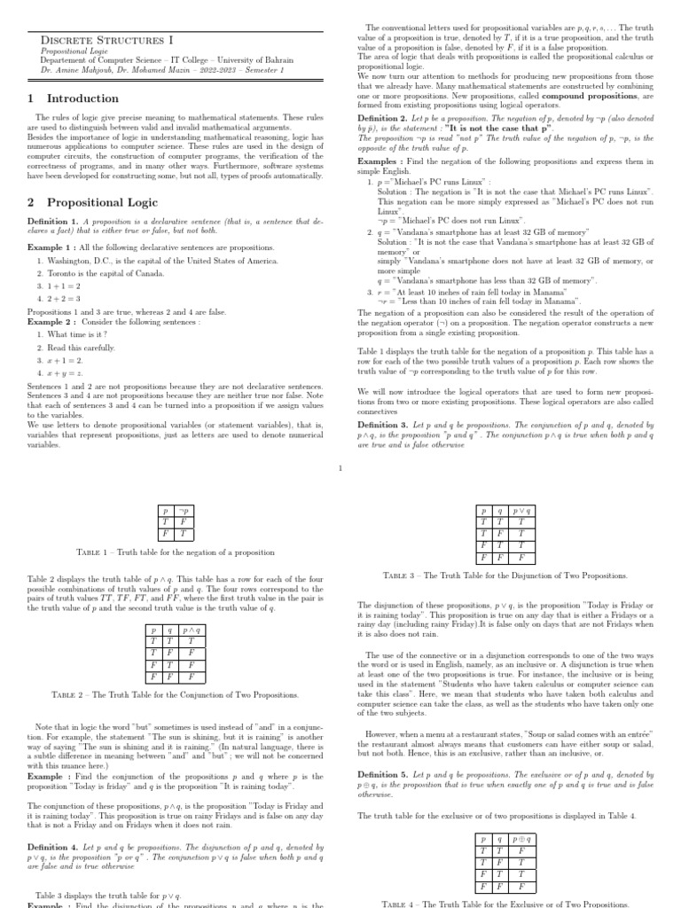 Chap1-Propositional Logic | PDF | Logic | Proposition