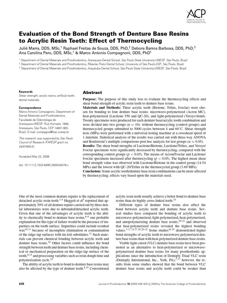 Journal of Prosthodontics - 2009 - Marra - Evaluation of The Bond ...