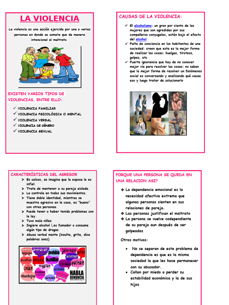 La Violencia Diptico | Descargar gratis PDF | Violencia | La violencia contra las mujeres