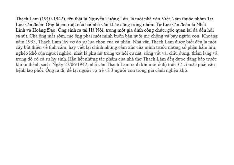 Tiểu Sử Thạch Lam | PDF