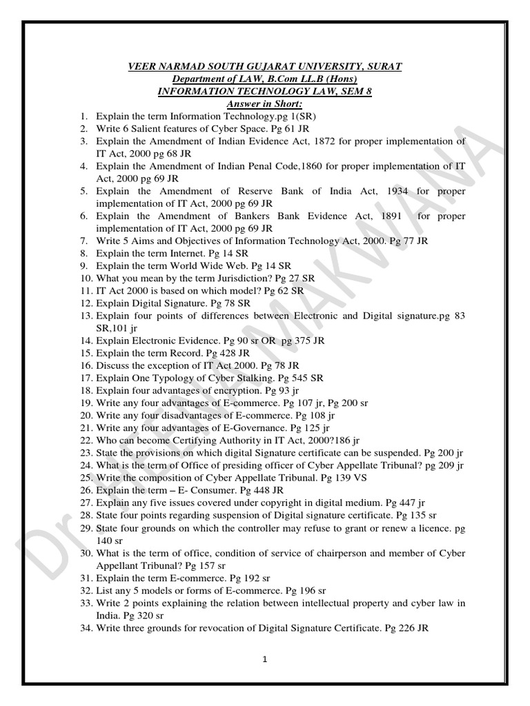 Internal Question Bank - IT - 2023-2024 | PDF | Key (Cryptography) | Public Key Cryptography