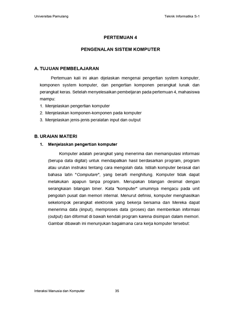 Pertemuan 4 Pengenalan Sistem Komputer: Universitas Pamulang Teknik ...