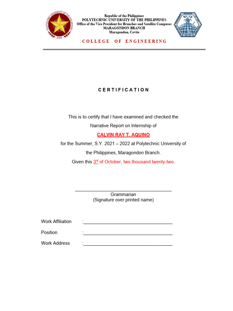 Grammarian's Certification Revised | PDF