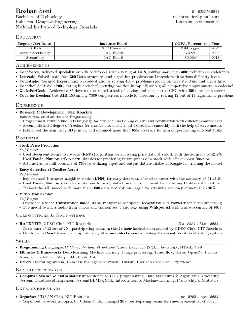 Roshan CV Final | Download Free PDF | Machine Learning | Sql