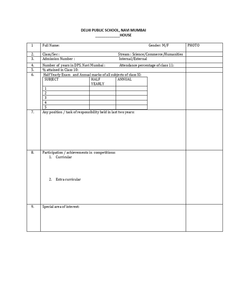 Prefectorial Form-2 | PDF