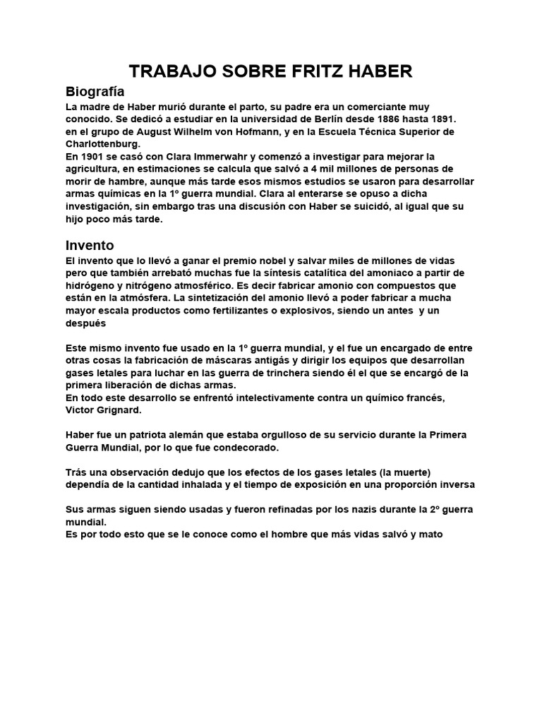 Fritz Haber | PDF | Arte