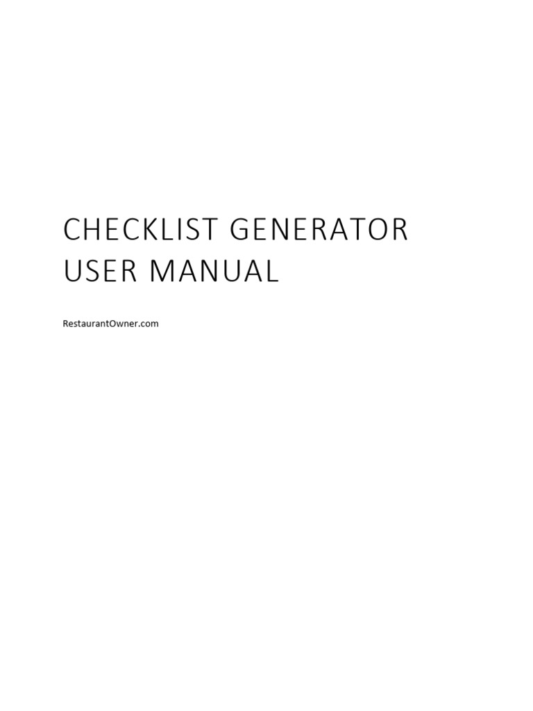 Checklist Creator Handbook | Download Free PDF | Password | User ...