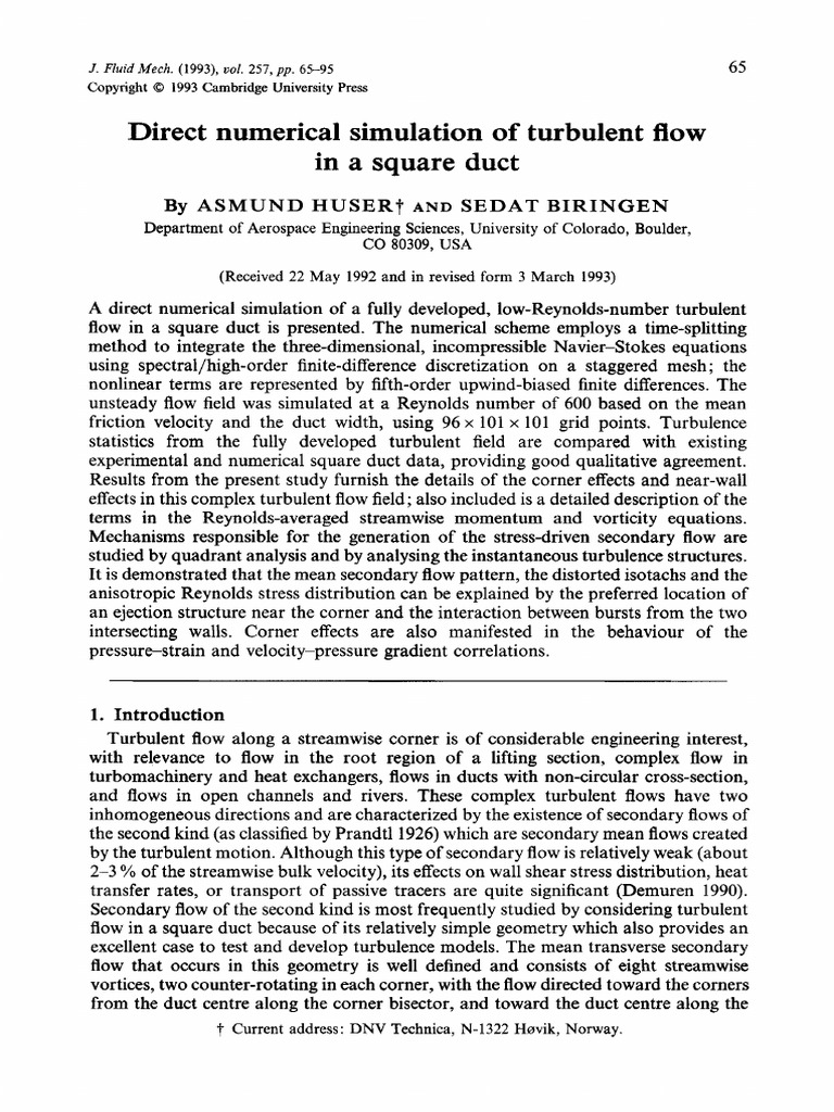 Direct Numerical Simulation of Turbulent | PDF | Fluid Dynamics | Turbulence