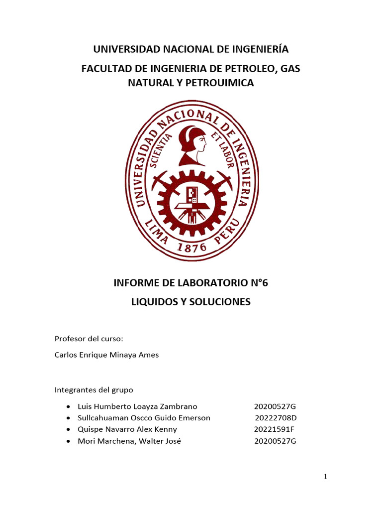 Informe de Laboratorio N°6 | PDF | Líquidos | Solubilidad