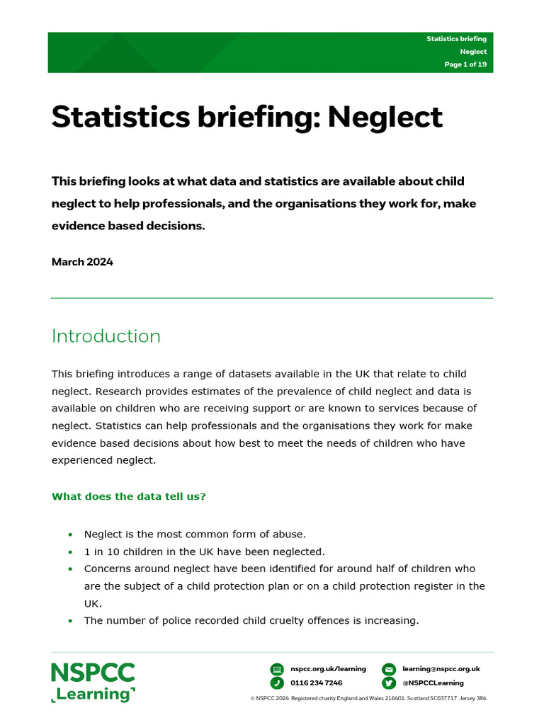 Statistics Briefing Neglect | PDF | Child Neglect | Child Protection