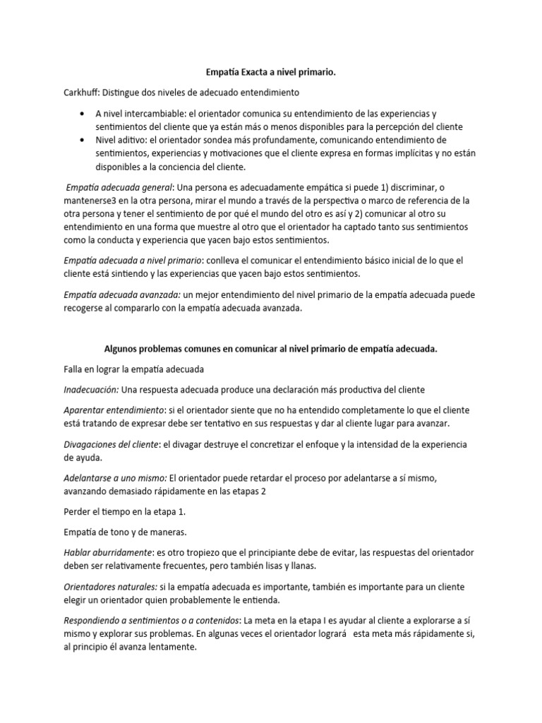 Empatía Exacta A Nivel Primario | Descargar gratis PDF | Empatía ...
