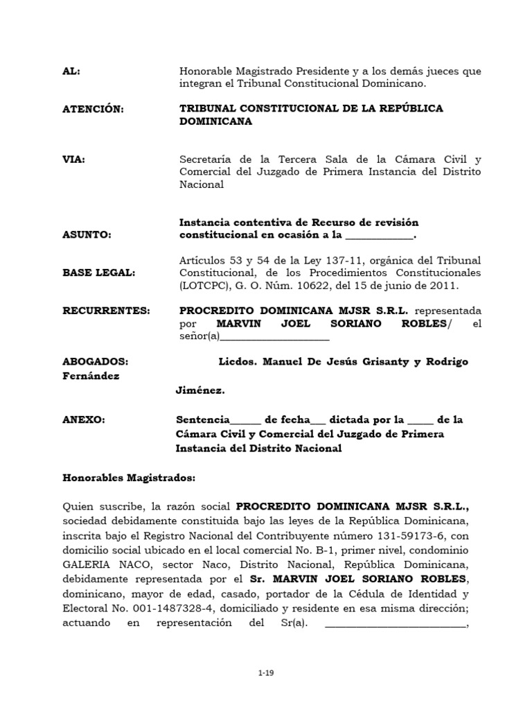 MODELO REVISION CONSTITUCIONAL HABEAS DATA | PDF | Constitución ...