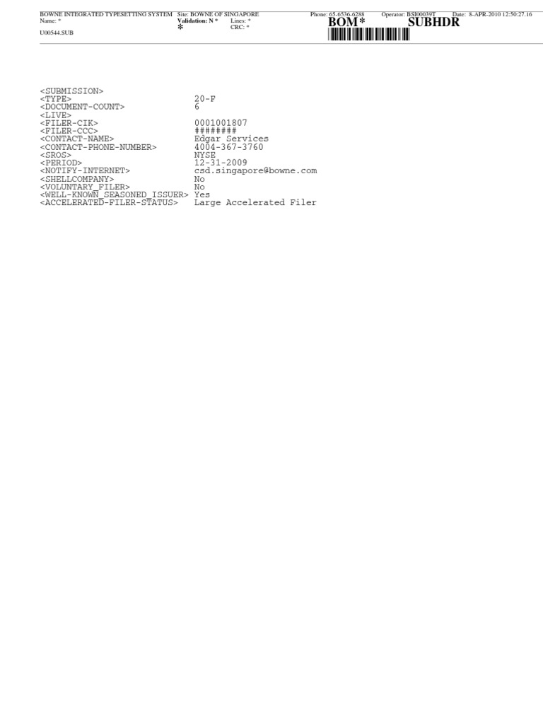 (Form 20-F) BSI00544BSI006 SUBM N 0047 FINAL | PDF | Financial ...