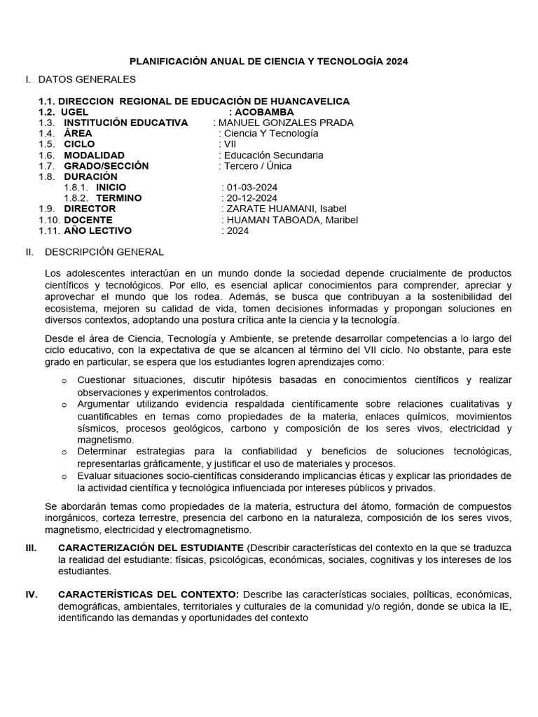 PROGRAMACION ANUAL CyT 3RO | PDF | Aprendizaje | Observación